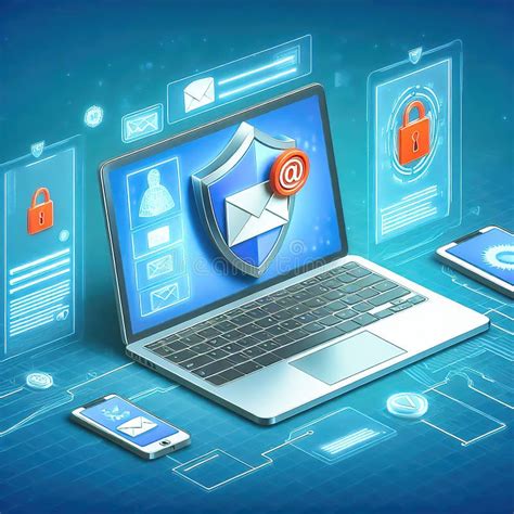 Laptop Concept For Data Protection Spam Protection And Cyber Security Stock Illustration