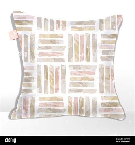 Vector Pink And Beige Watercolor Drawing Stipes Seamless Pattern Square Tiles Stock Vector