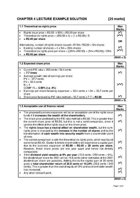 Chapter 4 Lecture Example Solution Page 1 Of 2 Chapter 4 Lecture Example Solution 25 Marks 1
