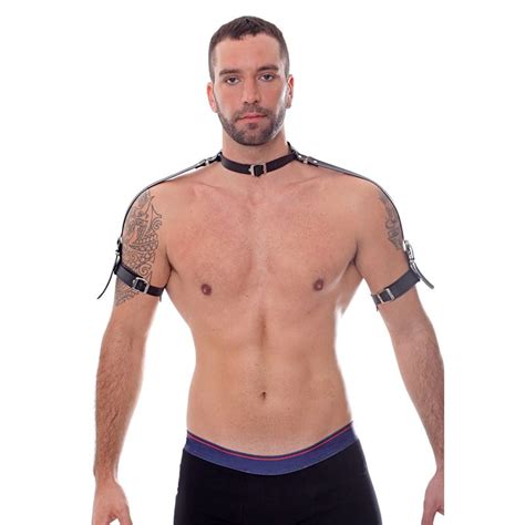 Arnes De Cuello Y Brazos Regulable Eco Cuero Negro Infarta Fetish