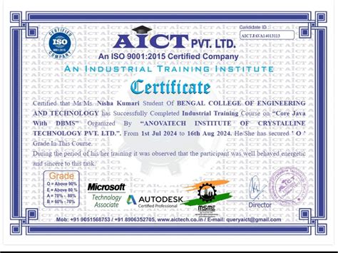 Nisha Kumari On Linkedin Internship Aict Java