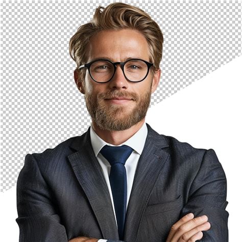 Premium Psd A Man Wearing Glasses And A Tie With His Arms Crossed