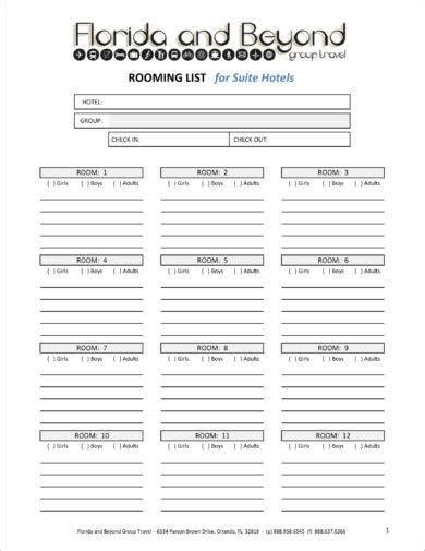 9 Rooming List Examples To Download
