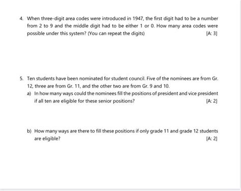 solved 4 when three digit area codes were introduced in