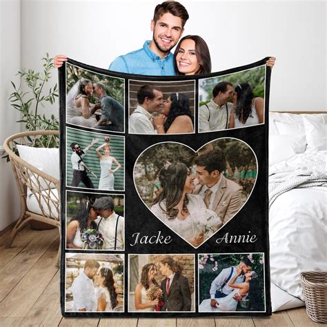 Personalized Photo Collage Fleece Blanketcustom Blankets For Valentine