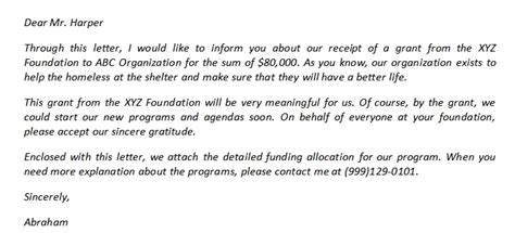 Grant Acceptance Letter To Show A Professionalism Template Business