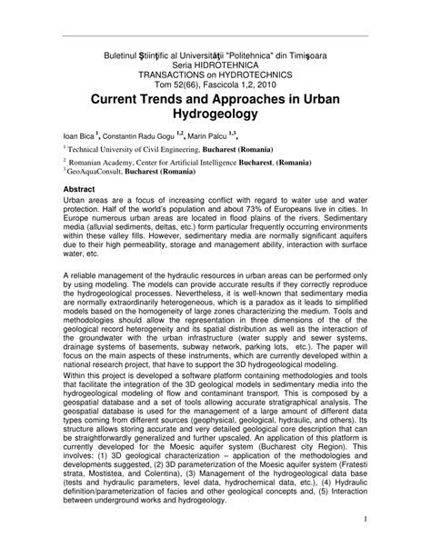 Pdf Current Trends And Approaches In Urban Hydrogeology
