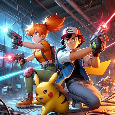 Ash And Misty In A Laser Fight By Shritistrang On Deviantart