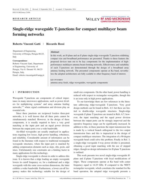 Pdf Single Ridge Waveguide T Junctions For Compact Multilayer Beam