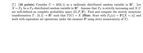 Solved 7 10 Points Consider U∼u01 As A Uniformly