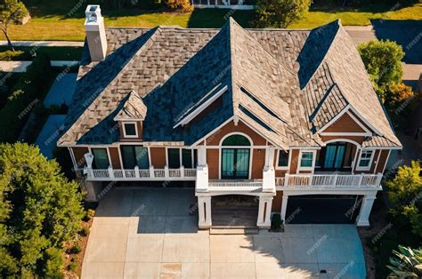 Top View Of A House With A Roof From A Birds Eye View Premium Ai