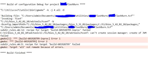 Ccs Tms C Gmake Errors When Building Project For Burning To Flash Code Composer Studio