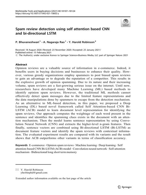 spam review detection using self attention based cnn and bi directional