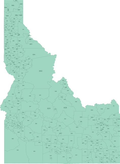 Idaho Zip Code Map Postal Areas Across The State