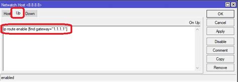 Knowledge Area Netwatch Script Mikrotik Failover