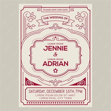 Premium Vector Vintage Wedding Invitation Card