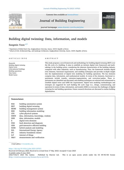 Pdf Building Digital Twinning Data Information And Models