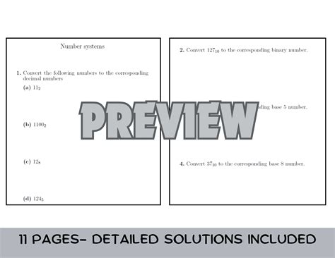 Number Systems Worksheet With Solutions Teaching Resources