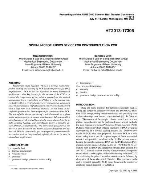 Pdf Spiral Microfluidics Device For Continuous Flow Pcr