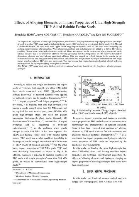 Pdf Effects Of Alloying Elements On Impact Properties Of Ultra High Strength Trip Aided
