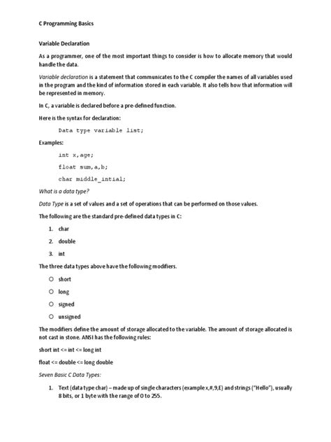 3 Declaration Pdf Data Type Variable Computer Science