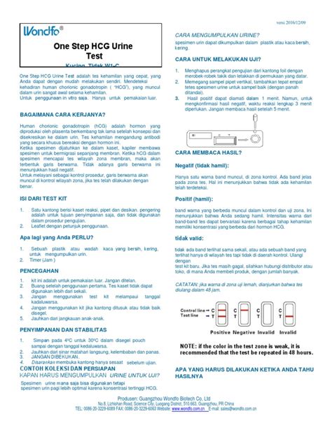 Ifu Wondfo One Step Hcg Urine Test Cassette Pdf