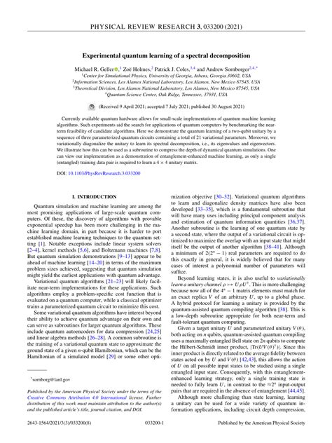 Pdf Experimental Quantum Learning Of A Spectral Decomposition