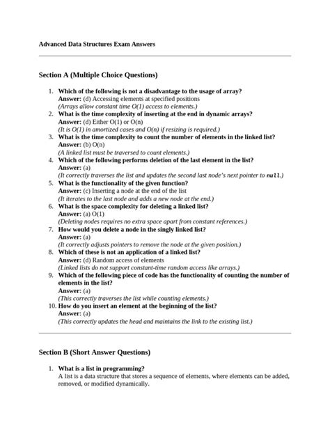 Advanced Data Structures Answers Pdf Software Engineering