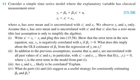 11 Consider A Simple Time Series Model Where The