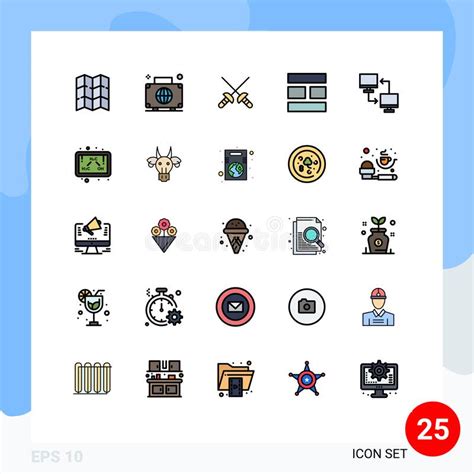 Universal Icon Symbols Group Of 25 Modern Filled Line Flat Colors Of