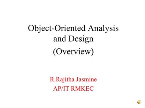 Object Oriented Analysis And Design Overview Ppt