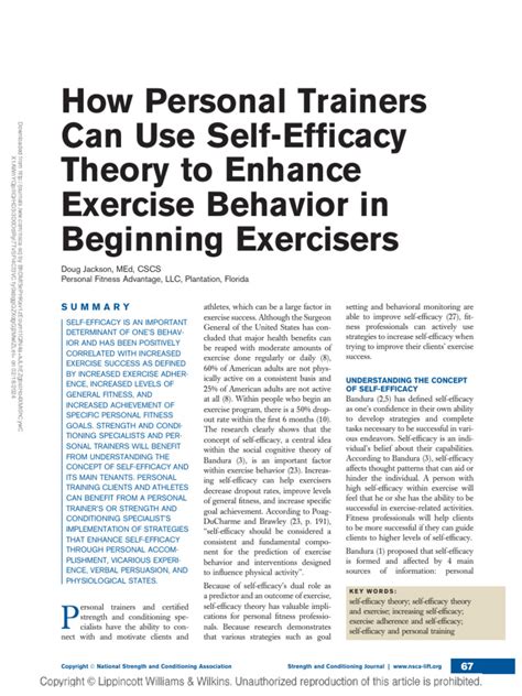 How Personal Trainers Can Use Self Efficacy Theory8 Pdf Self
