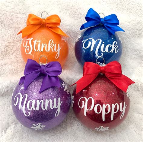 Personalised Christmas Bauble With Box Glitter Christmas Ornament