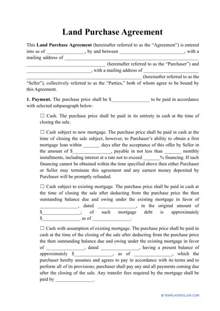 Simple Land Sale Agreement Template Ablebionics