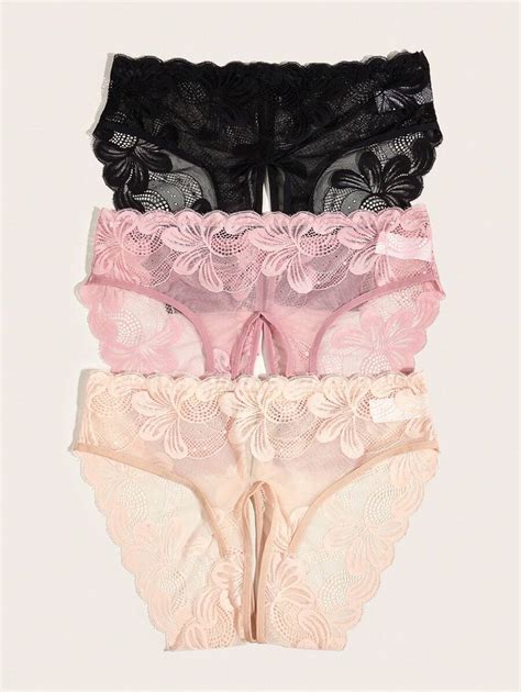Classic Sexy Plus 3pack Floral Lace Bow Front Crotchless Panty Shein Usa