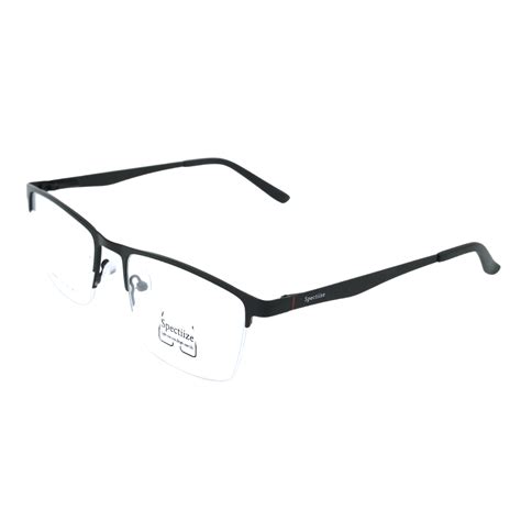 Spectiize Black Rectangle Half Rim Metal Unisex Eye Frame