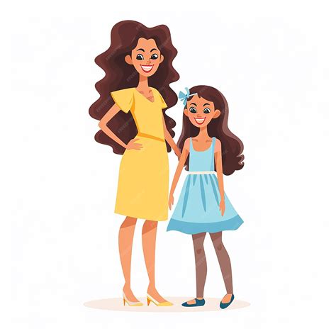 Premium Photo Mother And Daughter Cartoon Image Isolated On White