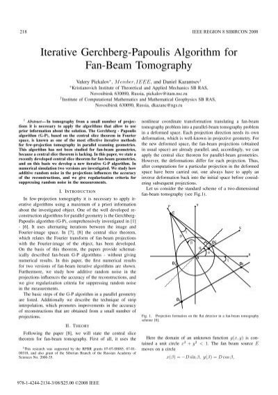 Iterative Gerchberg Papoulis Algorithm For Fan Beam Tomography