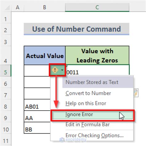 How To Add Leading Zeros In Excel Text Format 10 Ways Exceldemy