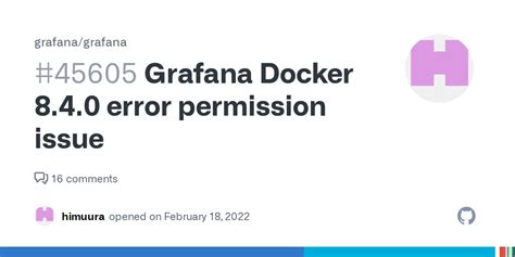 Grafana Docker 840 Error Permission Issue · Issue 45605 · Grafanagrafana · Github