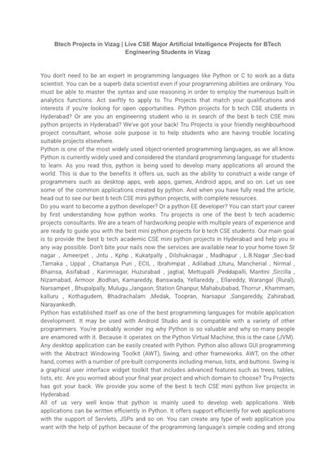 Ppt Btech Projects In Vizag Live Cse Major Artificial Intelligence Projects For Btech