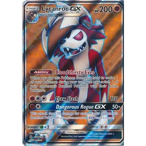 Pokémon Lycanroc Gx 138145 Full Art Ultra Rare Sun And Moon Guardians