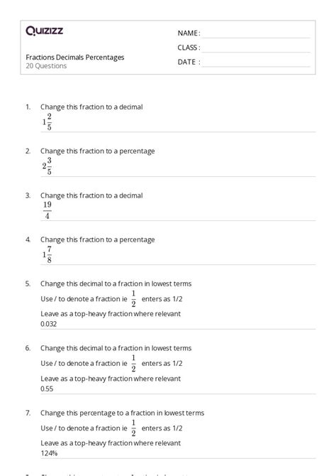 50 Fractions Worksheets For 8th Year On Quizizz Free And Printable