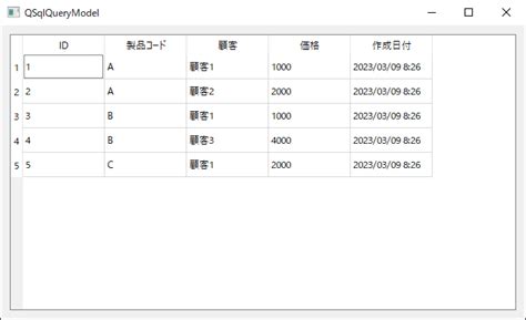 【pyqt】qtsqlのqsqlquerymodelの使い方