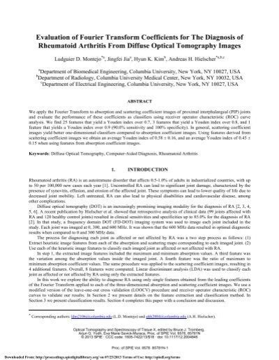 Evaluation Of Fourier Transform Coefficients For The Diagnosis Of