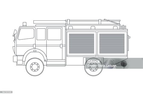 소방차 응급 차량 개요 현대 평면 스타일 벡터 일러스트 레이 션입니다 소셜 미디어 템플릿 소방차에 대한 스톡 벡터 아트 및 기타
