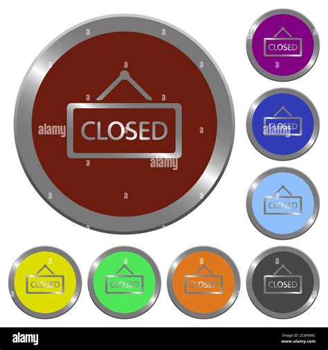 Set Of Color Glossy Coin Like Closed Sign Buttons Stock Vector Image And Art Alamy