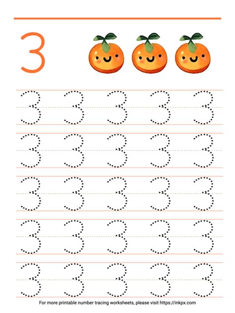 Free Printable Count And Trace Number 3 Tracing Worksheet · Inkpx