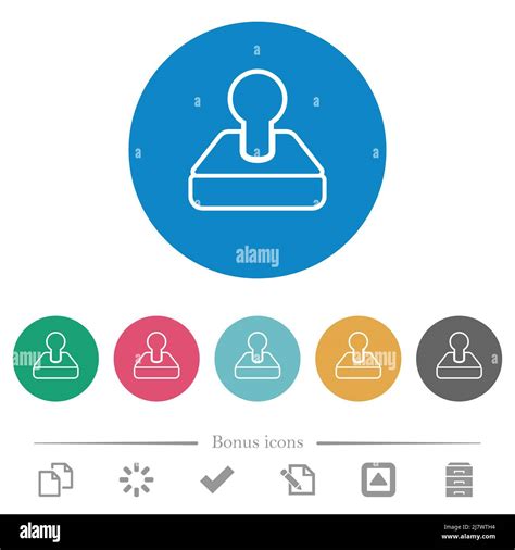 Retro Joystick Outline Flat White Icons On Round Color Backgrounds 6 Bonus Icons Included Stock