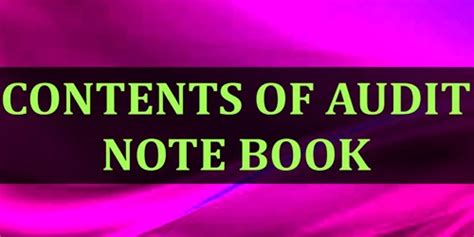 Contents Of Audit Note Book Assignment Point